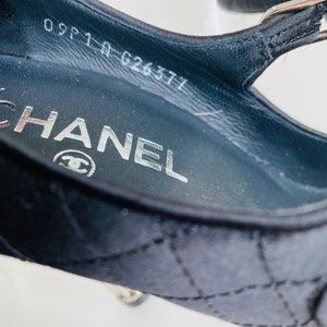 CHANEL | Shoes | Chanel Black And Silver With Metal Heel Pumps 39 ...